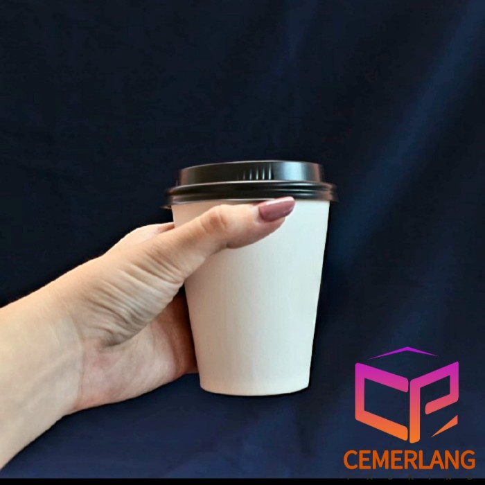Jual Paper Cup / Papercup / Gelas Kertas Kopi PUTIH 8oz DENGAN TUTUP 50Pcs | Shopee Indonesia