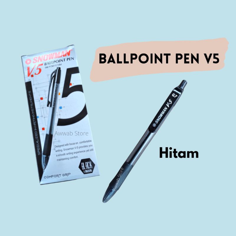 Jual BALLPOINT PEN HITAM BIRU BLACK BLUE V5 SNOWMAN PULPEN | Shopee ...