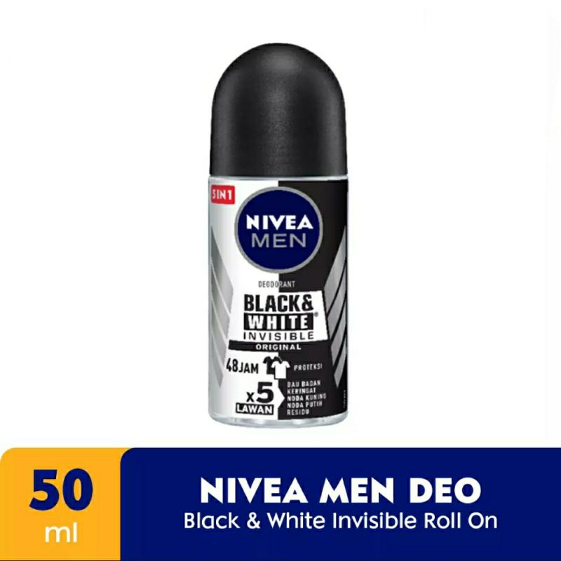 Jual NIVEA MEN Deodorant Invisible Black & White 50 ml | Shopee Indonesia