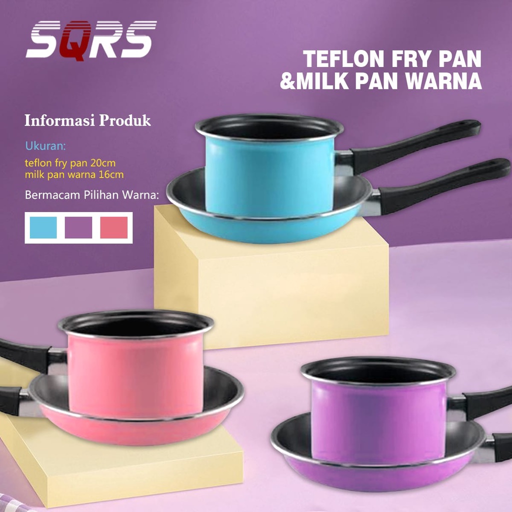 Jual Milkpan Frypan Set Warna - Teplon Panci Wajan Anti Lengket - Milk ...