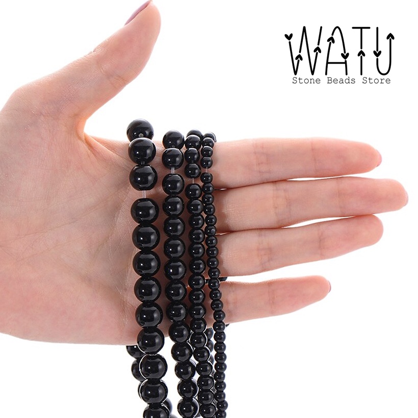Jual Manik Batu Alam Black Onxy Stone Beads Rounded | Shopee Indonesia