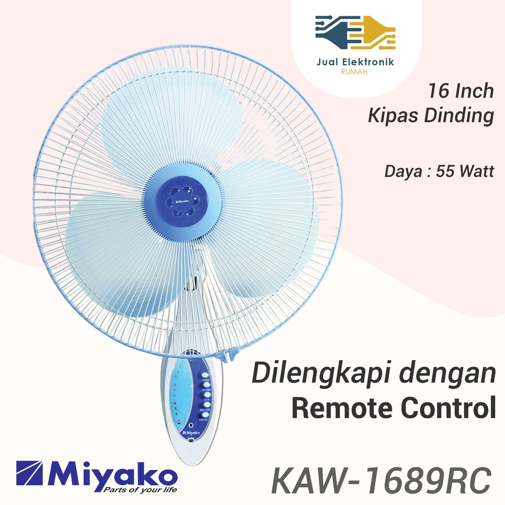 Jual Wall Fan Kipas Angin Dinding Miyako 16 inch KAW1689RC Remote Nomor 1 | Shopee Indonesia