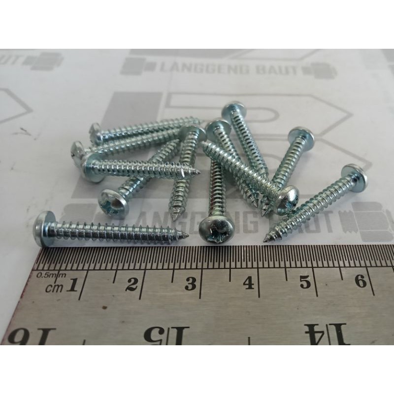 Jual 10 PCS SEKRUP PH 6X1" 2,5 CM / BAUT TAPPING JP KEPALA BULAT ...