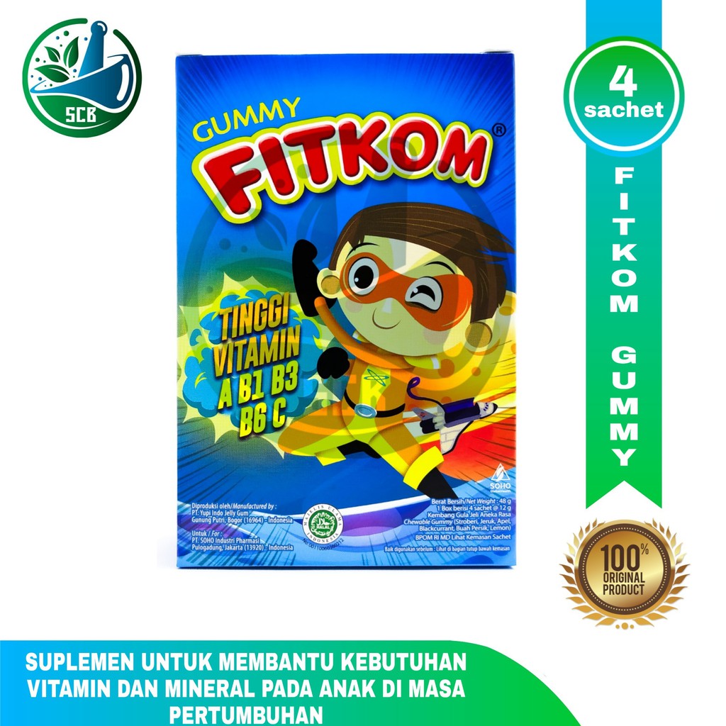 Jual Fitkom Gummy Vit C / Vitamin A B1 B3 B6 C / Vitamin D / Fruit ...
