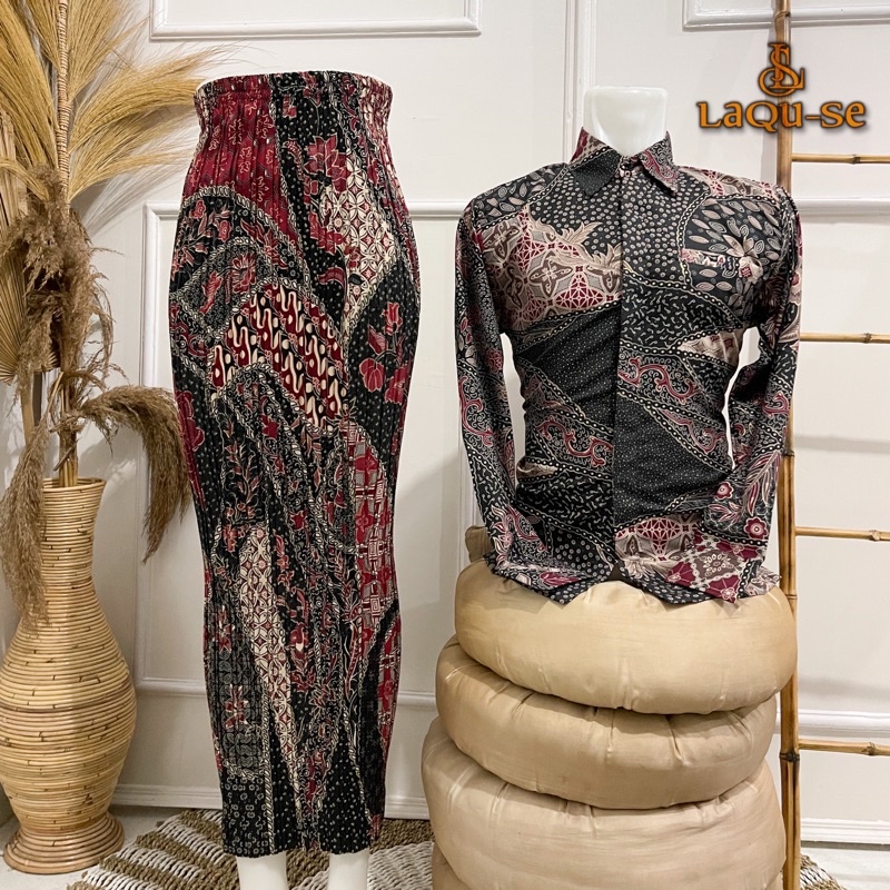 Jual Rok Plisket Couple Lengan Panjang Rok Batik Plisket Couple Rok ...