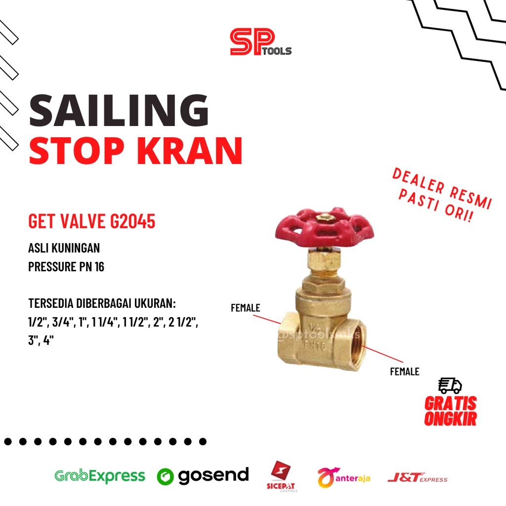 Jual STOP KRAN / KERAN / PUTAR / GET GATE VALVE 2" 2 INCH KUNINGAN ...