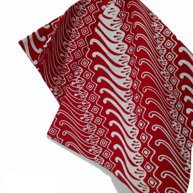 Jual Kain Batik cap katun sewarna merah motif liris seling | Shopee ...