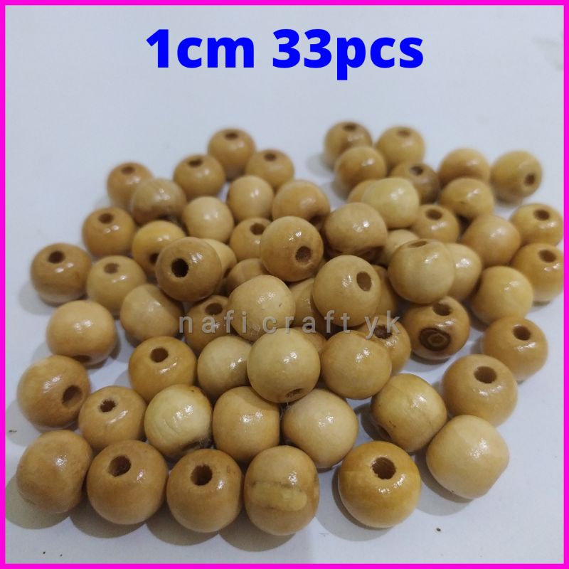 Jual manik kayu bulat 1 cm - manik kayu macrame 1 cm - manik mote kayu ...