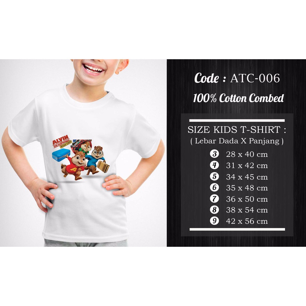 Jual (PROMO) (PROMO) KAOS ANAK USIA 1-9 THN ALVIN THE CHIPMUNK ATC 006 ...