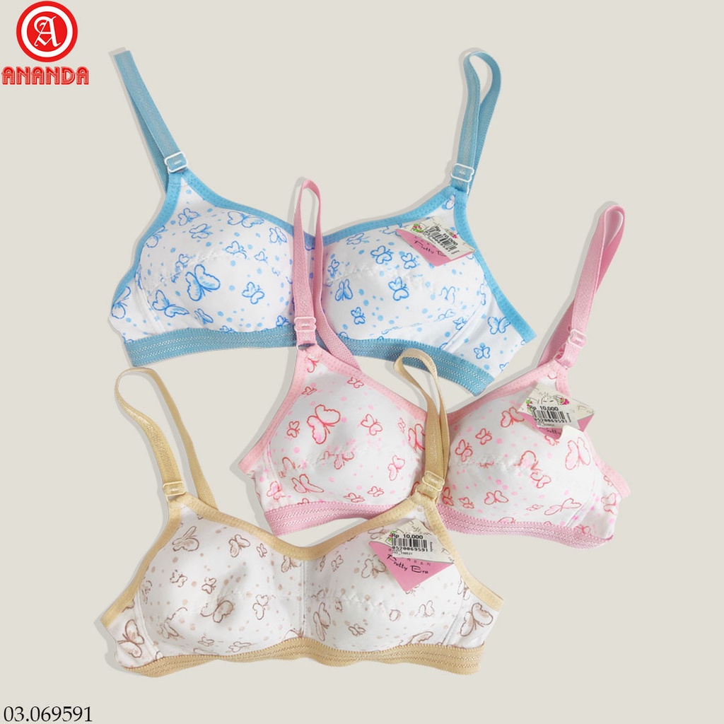 Jual BH Bra pretty putih corak ABG Pelajar Tanpa Kawat Push | Shopee ...