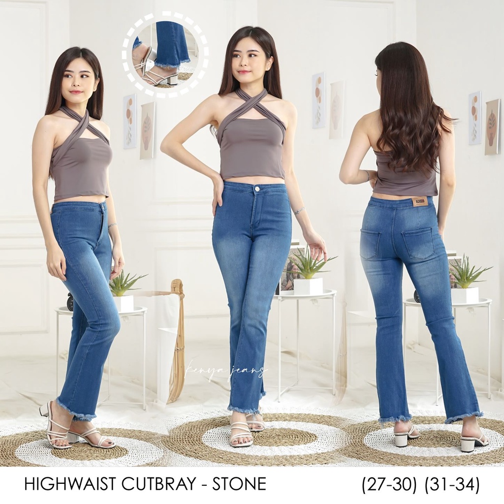 Jual 7C-G CELANA JEANS PREMIUM HIGHWAIST CUTBRAY BIRU JEANS /HIGHWAIST ...