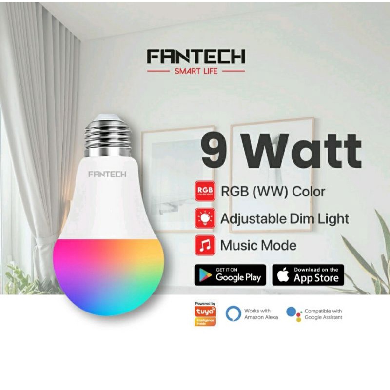 Jual FANTECH Lampu 9W LED Light Bulb RGBWW Bohlam Wifi IoT Smart Home ...