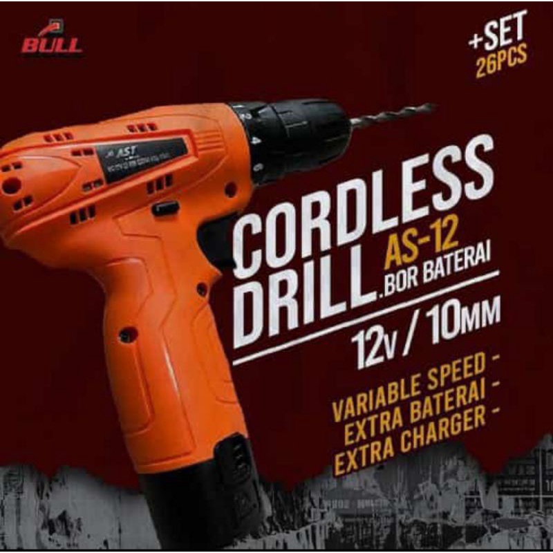 Jual CORDLESS DRILL AST AS 12 BOR BATERAI 12V / 10MM | Shopee Indonesia
