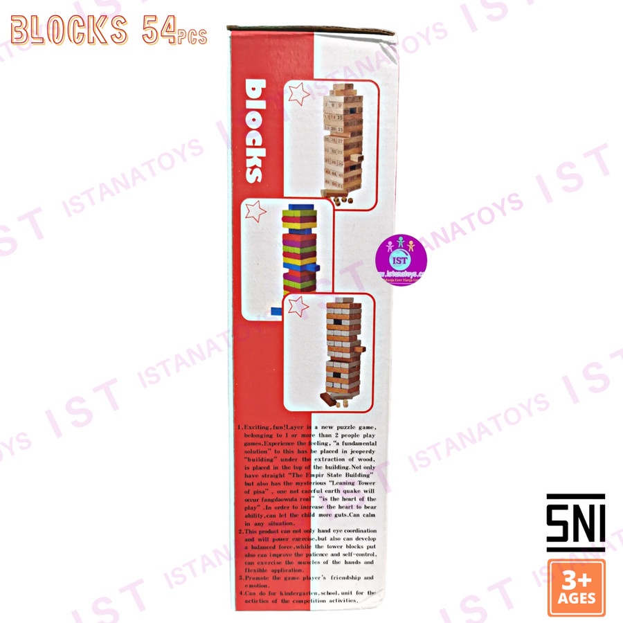 Jual OG Mainan Anak Wooden Blocks Stacko 54pcs | Shopee Indonesia