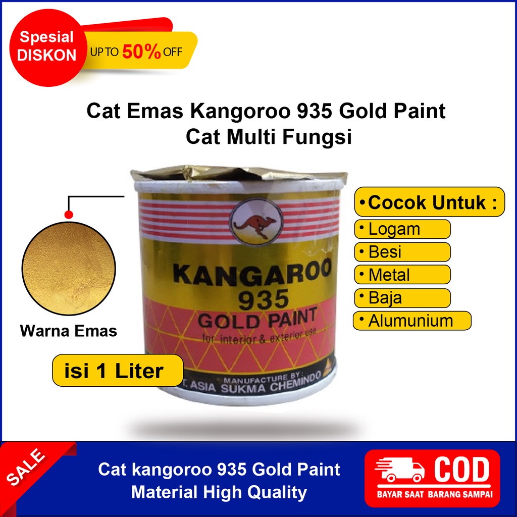 Jual Cat Minyak Cat Besi Kayu Pagar Alumunium Warna Gold Emas Kangaroo ...