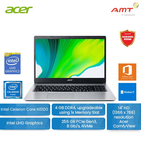 Jual ACER Aspire 3 A314-35-C560 Laptop 14" N5100 4GB 256GB SSD W11 ...