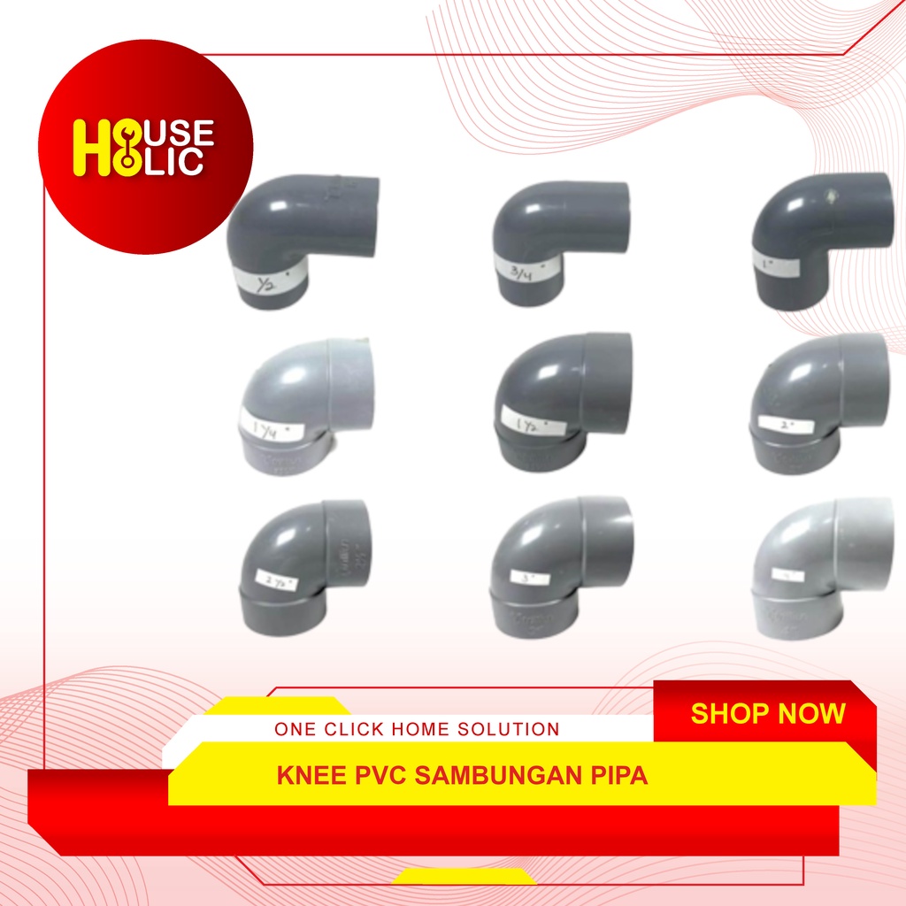 Jual Knee PVC 1 1/2" Inch Knee Keni Sambungan Pipa / L Pipa Sambungan Knee | Shopee Indonesia