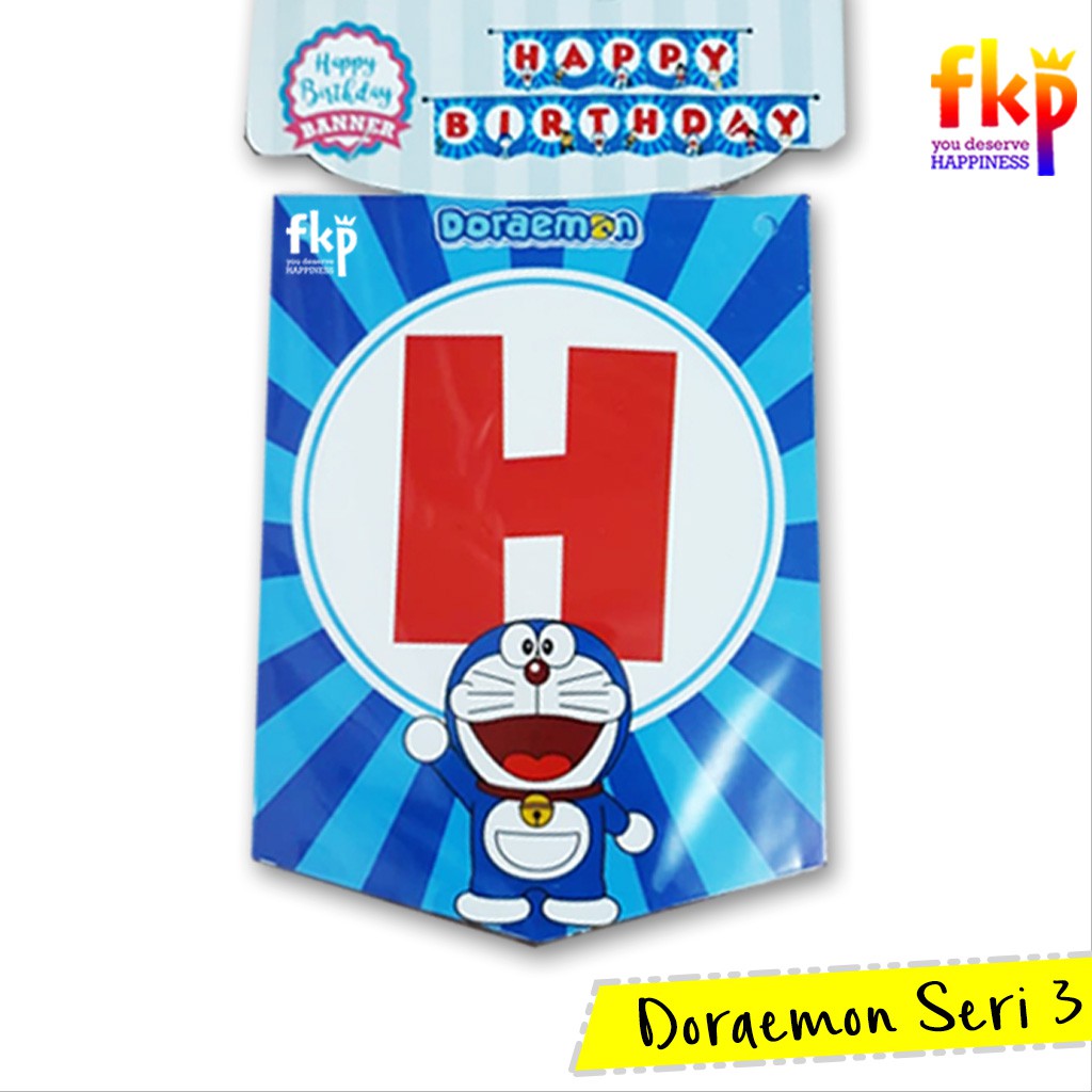 Jual FUN KIDS PARTY Banner HBD Doraemon / Bunting Flag Ultah Doraemon ...