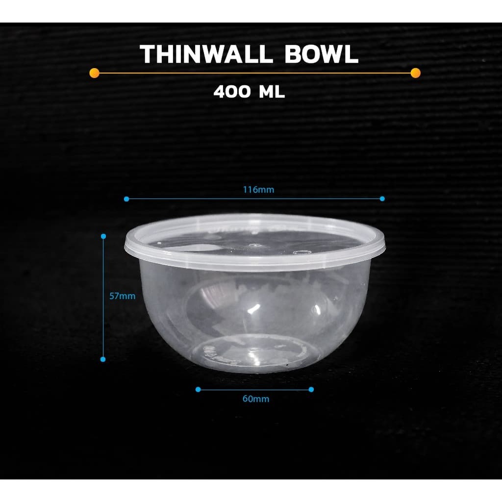 Jual Thinwall Bowl 400ml + TUTUP isi 25 pcs / Mangkok Bulat Plastik Murah | Shopee Indonesia