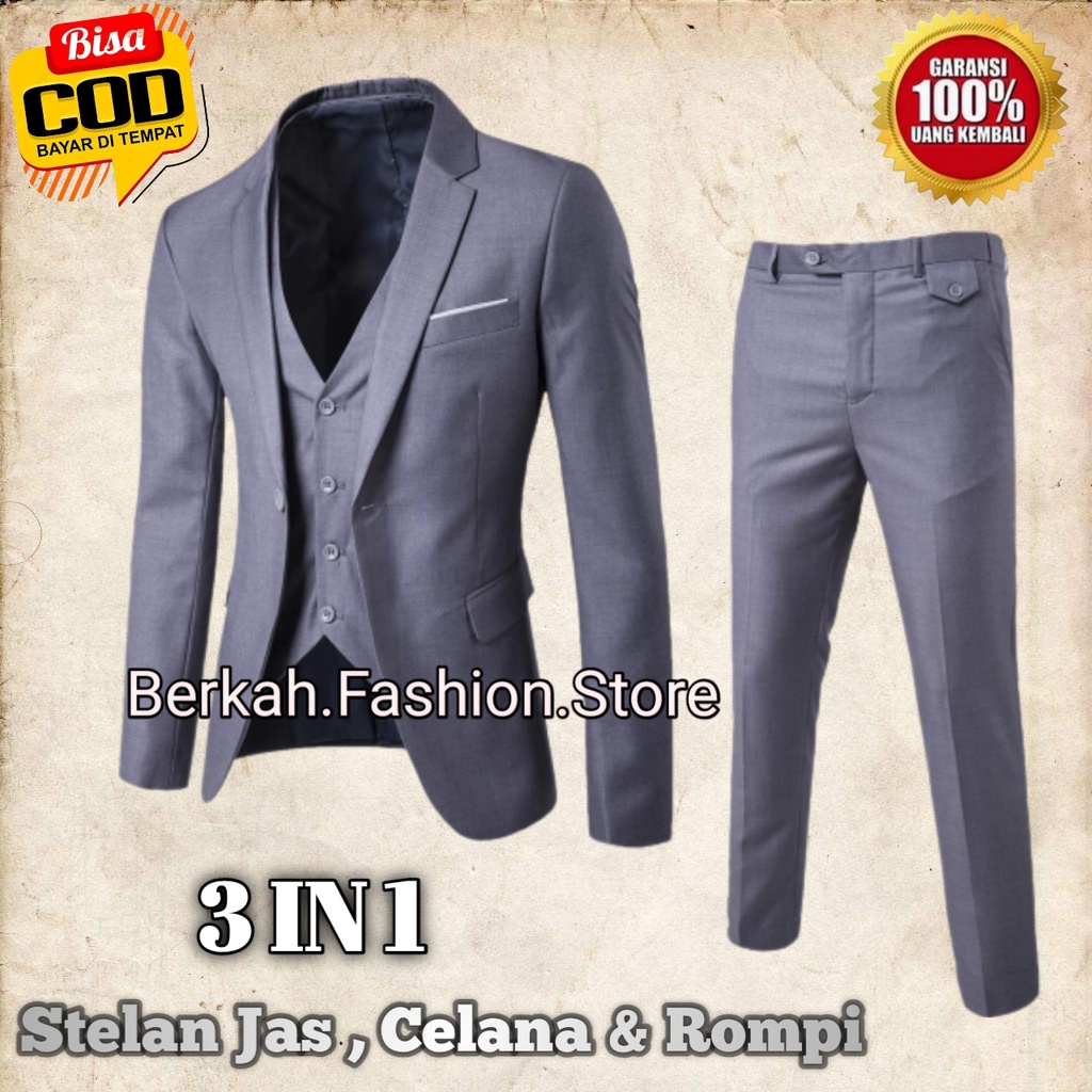 Jual SETELAN JAS PRIA SLIMFIT 3IN1 (JAS ROMPI DAN CELANA) | Shopee Indonesia