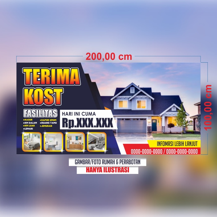 Jual BANNER SPANDUK TERIMA KOST FREE TEMPLATE GRATIS ONGKIR 2X1 ...