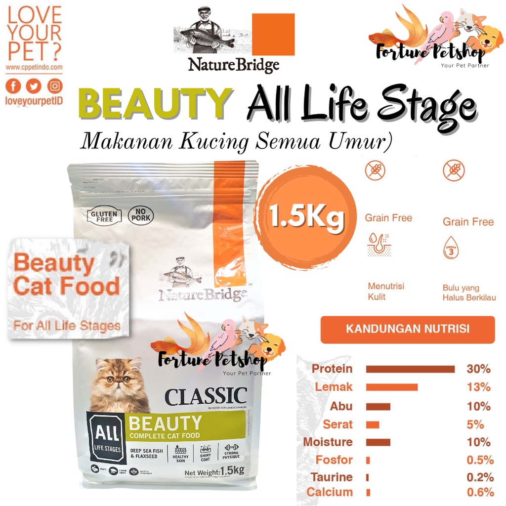 Jual Nature Bridge Beauty Cat Food All Life Stages 1.5 Kg makanan ...
