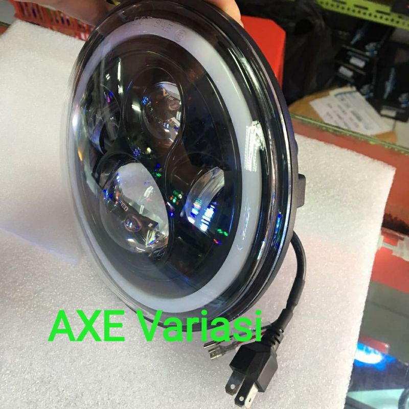 Jual Lampu Led daymaker 7inch 4 mata lensa hi low full ring | Shopee ...