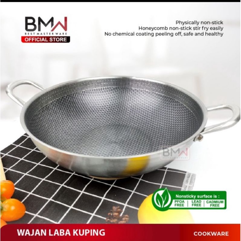 Jual Wajan Wok Kuali Penggorengan Stainless Steel Tebal Anti Lengket | Shopee Indonesia