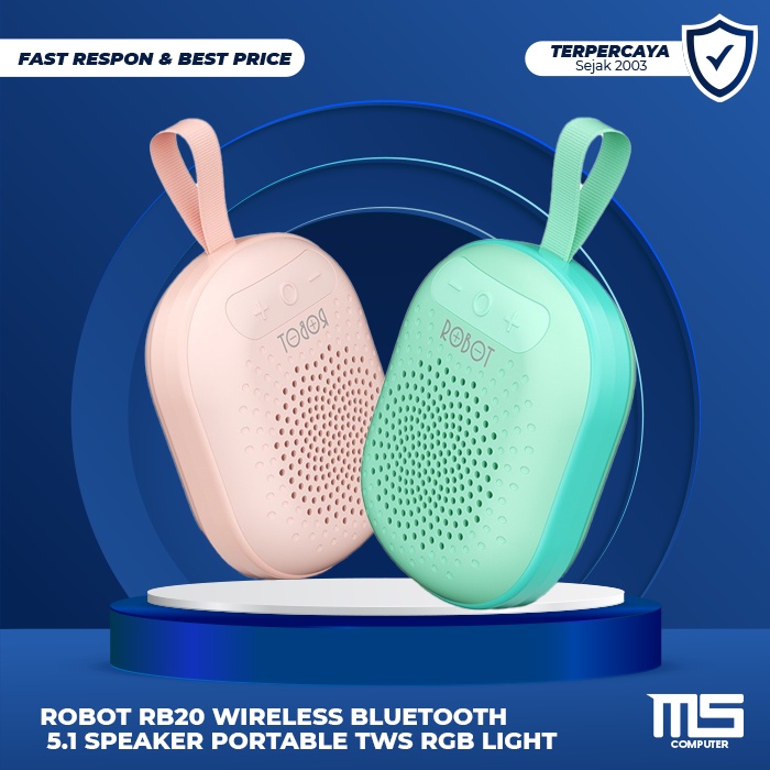Jual ROBOT RB20 Wireless Bluetooth 5.1 Speaker Portable TWS RGB Light | Shopee Indonesia