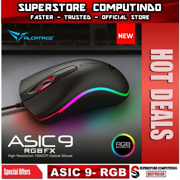 Jual Alcatroz Gaming Mouse Asic 9 RGB FX 1000CPI Wired - 2 Tahun ...