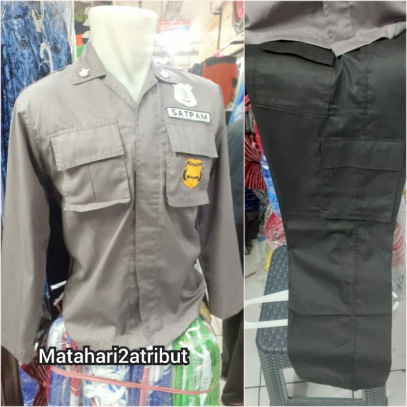 Jual baju setelan PDL SATPAM terbaru 2021 baju pdl cokelat security + nama dada | Shopee Indonesia