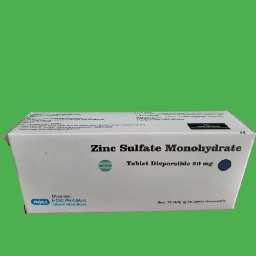 Jual Zinc Sulfate Monohydrate 20mg merk Holi Tablet Per Box Generik ...