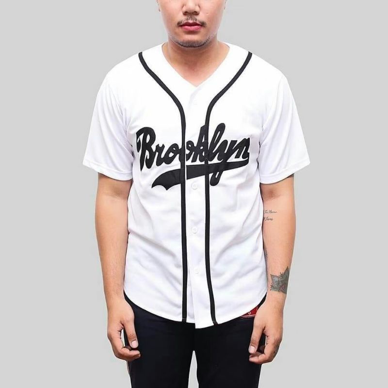 Jual kaos jersey baseball putih premium/baju baseball/kaos basball ...