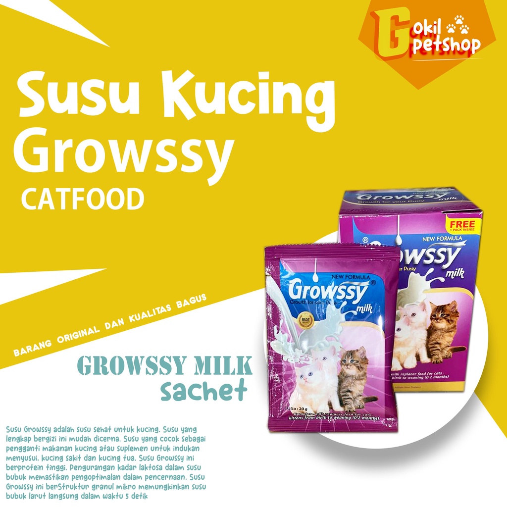 Jual Susu GROWSSY Sachet 20 gr - Susu Untuk Kucing | Shopee Indonesia