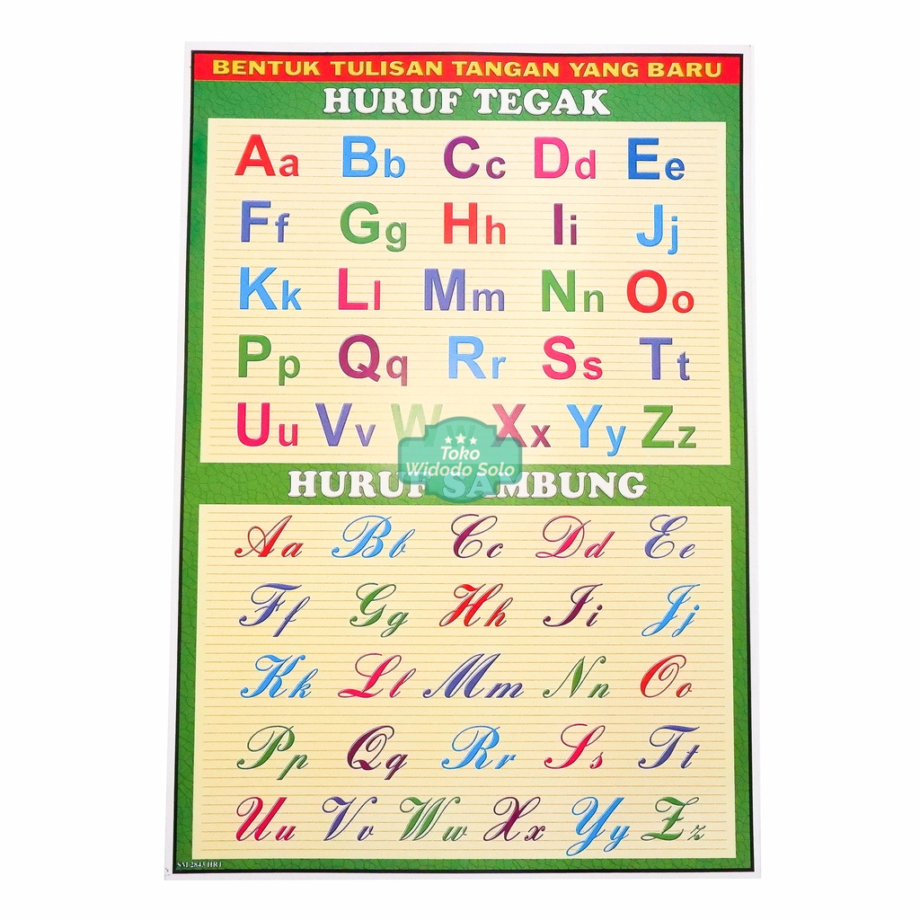 Jual 1 LEMBAR Poster Edukasi Huruf Tegak dan Sambung 35x50cm | Shopee ...