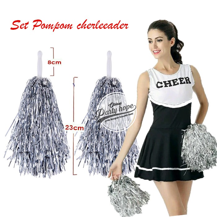 Jual Pom pom Cheerleader Rumbai foil silver / hiasan rumbai pemandu ...