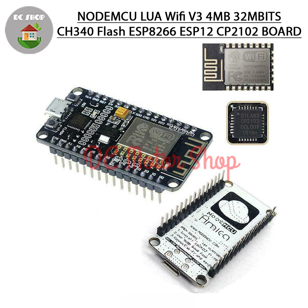 Jual NODEMCU LUA Wifi V3 4MB 32MBITS CH340 Flash ESP8266 ESP12 CP2102 ...