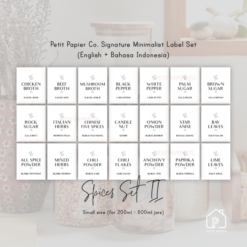 Jual PAPIER HOME (Paket) Minimalist Sticker Label Bumbu Dapur 2in1 ...