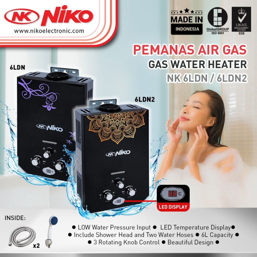 Jual water heater niko hitam NK 6LD pemanas air untuk mandi | Shopee ...