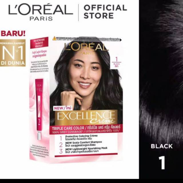 Jual L'oreal Paris excellence Toning rambut cream 1 black | Shopee ...