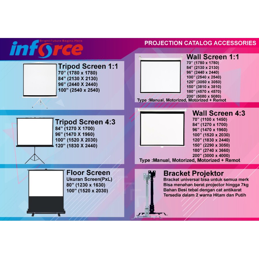 Jual Inforce Tripod Screen Projector 84 1:1 / Layar Proyektor Inforce ...