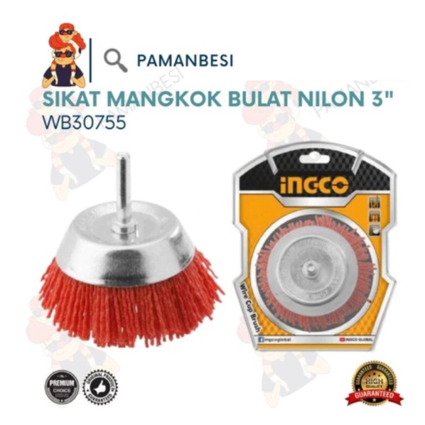 Jual Nylon Cup Brush (Bor 3") INGCO WB30755 Sikat Mangkok Abrasive ...