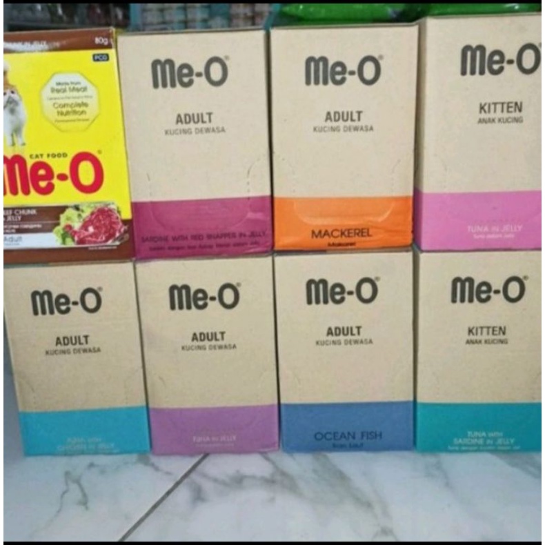 Jual Meo Sachet Adult & kitten 1 box isi 12 makanan kucing basah Meo ...