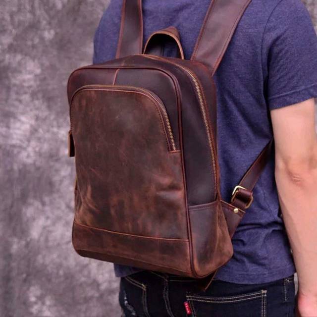 Jual Tas Ransel Laptop Kulit Sapi Asli Crazy Horse Vintage | Shopee ...