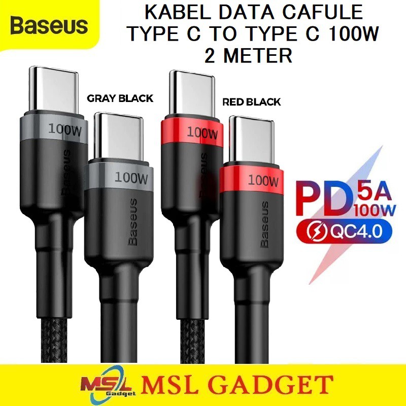 Jual Baseus Kabel Data Type C To C 5A 100W Panjang QC4.0 PD Super Fast ...