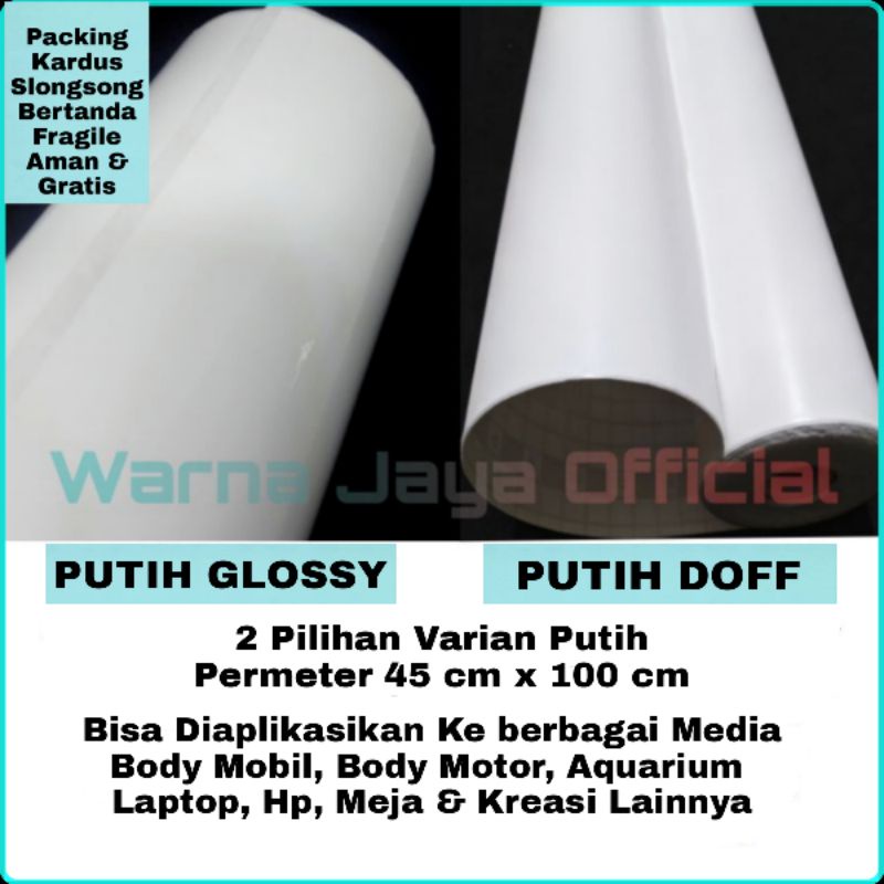 Jual PERMETER/100cm Sticker Stiker Setiker Skotlet Scotlet Putih White Glossy & Doff Skotleit ...