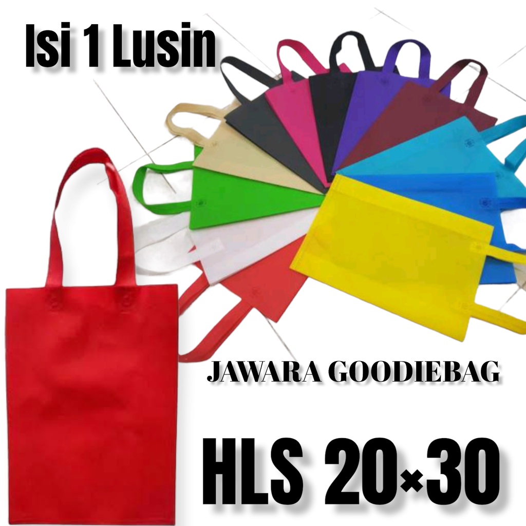 Jual Lusinan / 12 Pcs Handle Lipat Samping Goodiebag Tas Kain Spunbond Ukuran 20x30 Tas Jingjing ...