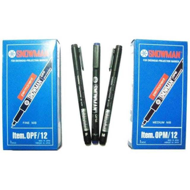 Jual Spidol Projector Marker Snowman OPF dan OPM BLACK PERMANENT ...