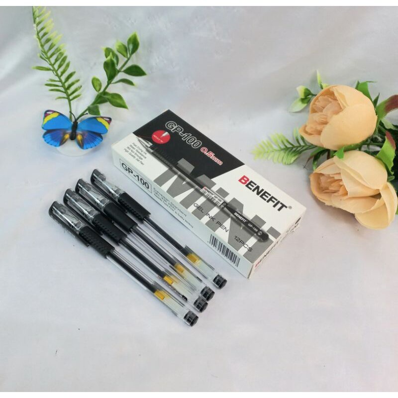 Jual Bulpen / Pen Benefit Gel GP-100 0.5mm Tinta Hitam | Shopee Indonesia