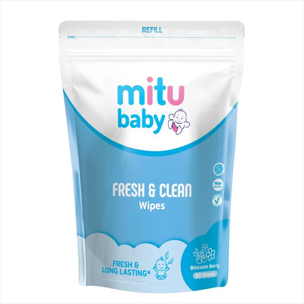 Jual Mitu Baby Tisu Basah Fresh & Clean Botol 60sheet / mitu baby wipes ...